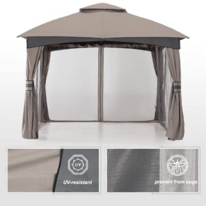 MASTERCANOPY Outdoor Patio Gazebo for Garden with Upgrade Steel Frame and Netting Walls (10x10,Gray)