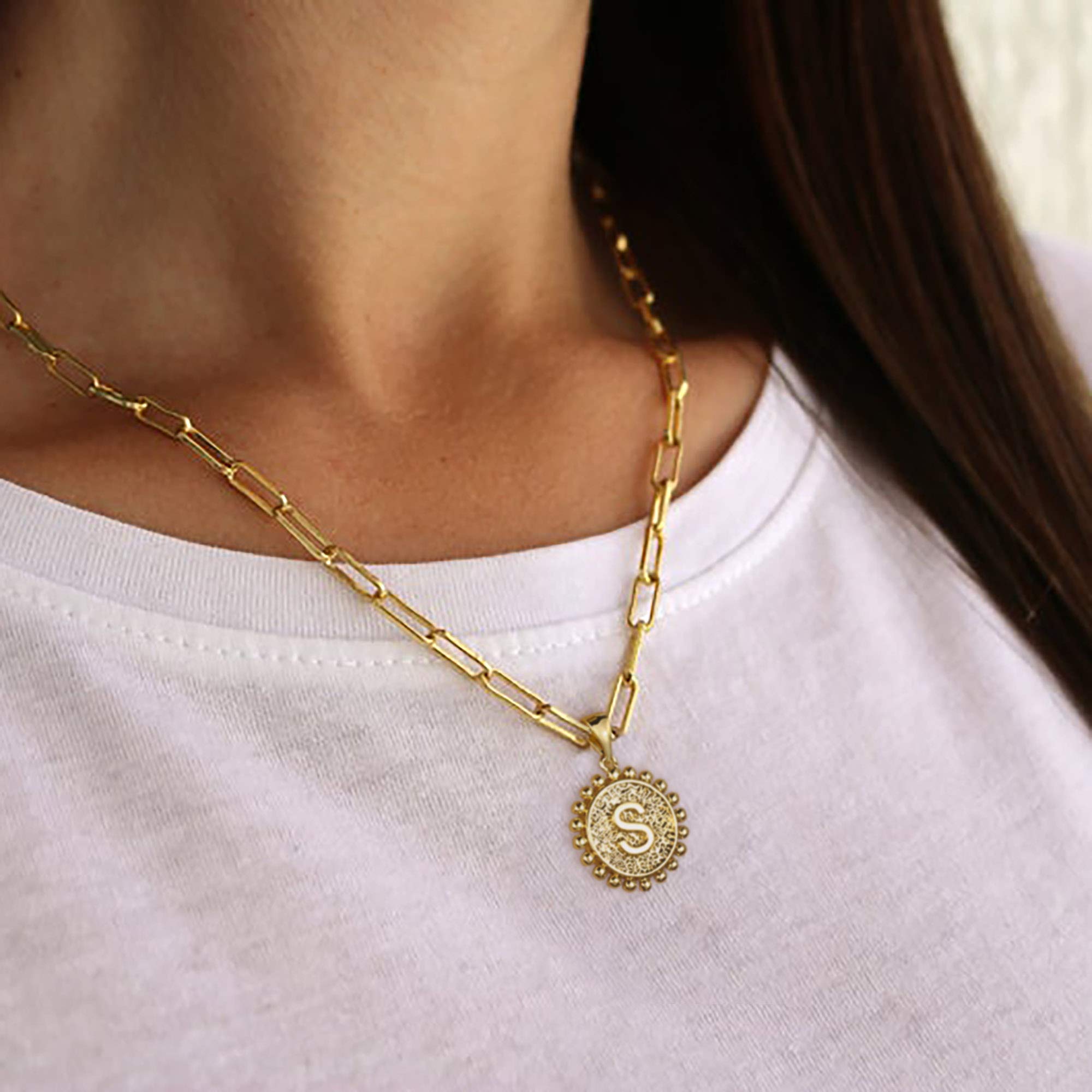 M MOOHAM Gold Necklace for Women Gifts - 14K Gold Necklace Set Initial Necklace Gold Necklace Non Tarnish Gold Necklaces for Women Gold Jewelry for Women Layered Gold Necklace