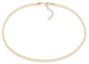 miabella 18k gold over 925 sterling silver figaro, beaded singapore, sparkle, cuban link chain, adjustable choker necklace for women made in italy (sparkle, 15+2 inches)