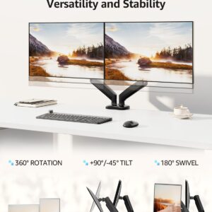 MOUNTUP Dual Monitor Mount for 17-32’’ Monitors, Double Monitor Arm Desk Mount Holds 4.4-17.6 lbs, Adjustable Computer Monitor Stand, 100x100/75x75mm VESA Mount, C Clamp/Grommet Base for 2 Screens