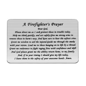 wsnang firefighter's prayer metal wallet insert card military jewelry gifts for firefighter hero fireman graduation gift (firefighter's prayer wc)