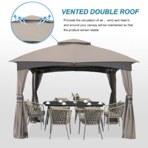 MASTERCANOPY Outdoor Patio Gazebo for Garden with Upgrade Steel Frame and Netting Walls (10x10,Gray)