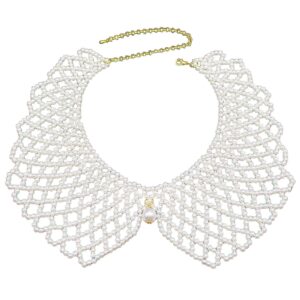 trimscraft collar necklace simulated pearl beads bib statement detachable false collar for women