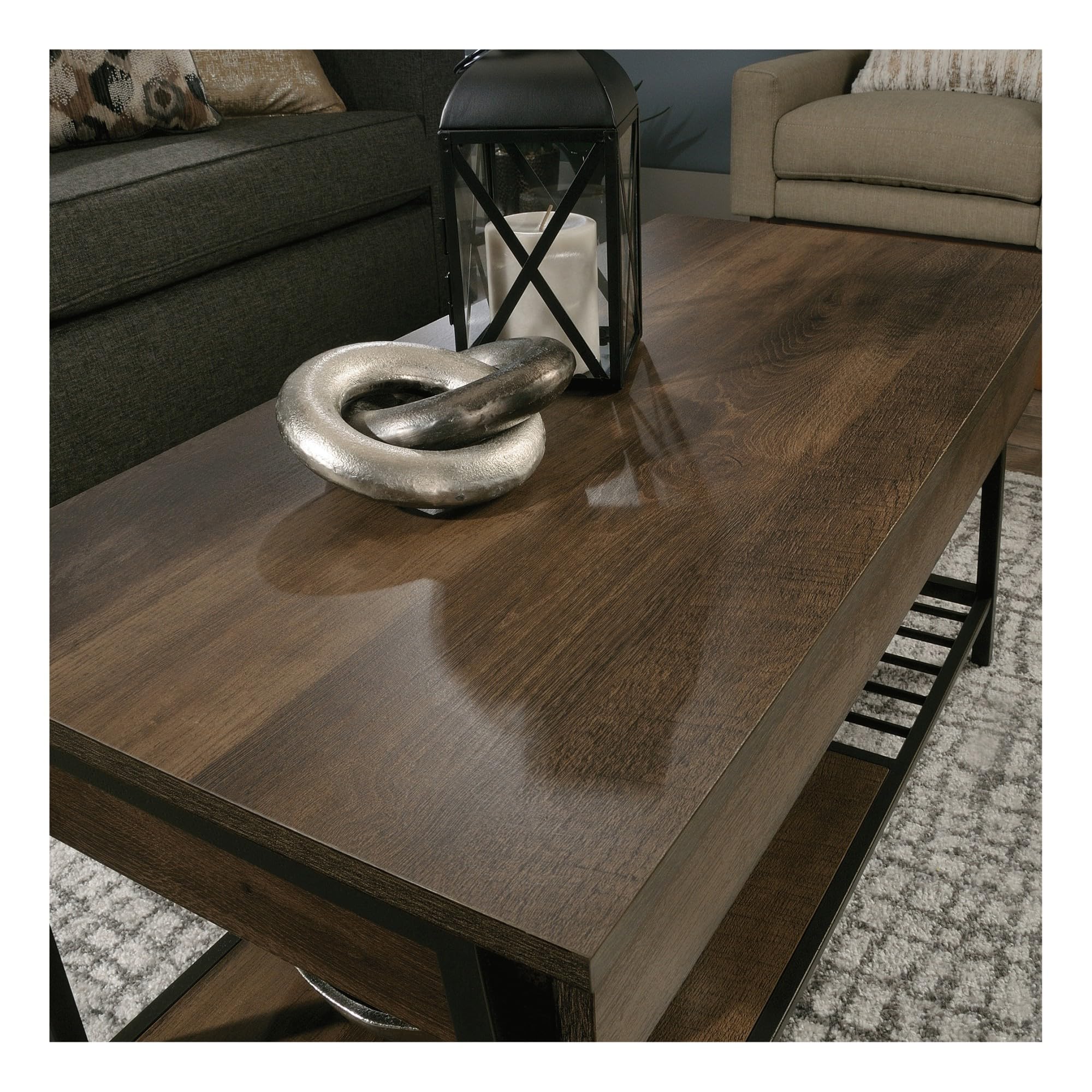 Sauder North Avenue Lift-top Coffee Table, L: 37.01" x W: 17.01" x H: 18.07", Smoked Oak Finish