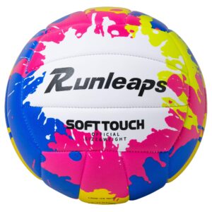 runleaps beach volleyball official size 5 soft waterproof volleyball sand sports pu ball for indoor, outdoor, pool, gym, training