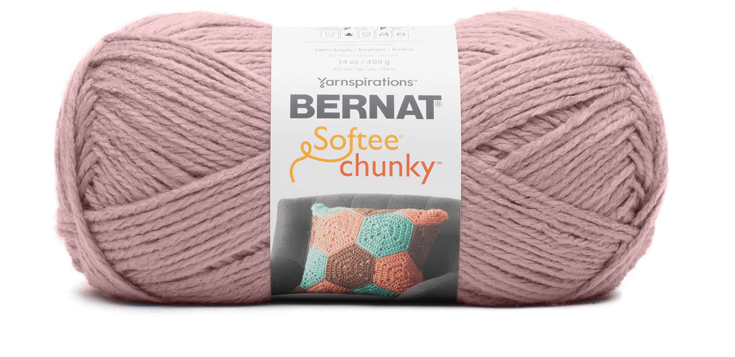 Bernat Yarn Softee Chunky Yarn, Big Ball, 14 Oz, Gauge 6 Super Bulky, Gray Rose