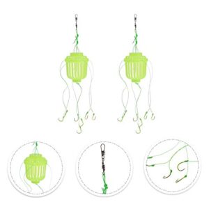 BESPORTBLE 2pcs Fluorescent Explosion Hook Lure Cage Carp Feeder Trap Fishing Hook Bait Feeder Trap Cage Fishing Bait Basket Lure Trap Hook Fishing Bait Hook Carp Fishing Feeder Bait Trap