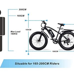 CEAYA Electric Bike Adults,1000W 48V 17Ah Battery 26'' Fat tire Electric Bicycle,7-Speed,Up to 40 Miles,Snow Beach Mountain E Bike