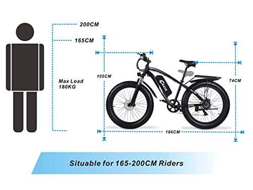 CEAYA Electric Bike Adults,1000W 48V 17Ah Battery 26'' Fat tire Electric Bicycle,7-Speed,Up to 40 Miles,Snow Beach Mountain E Bike