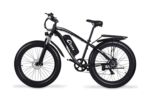 CEAYA Electric Bike Adults,1000W 48V 17Ah Battery 26'' Fat tire Electric Bicycle,7-Speed,Up to 40 Miles,Snow Beach Mountain E Bike