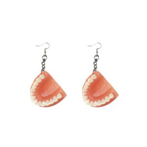 gbahfy denture earrings funny hand-made ear pendant tooth shaped earrings exaggerated ear decors for party festival woman (tooth shaped earrings)