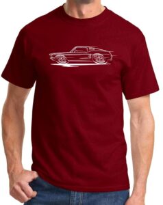 1967 1968 ford mustang fastback redline design print tshirt large maroon