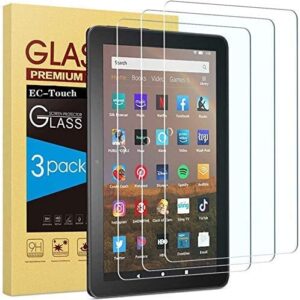 ec-touch [3-pack] screen protector for fire hd 8 (only 2018/2017 release,8th/7th generation) 9h hardness clear anti-scratch bubble free tempered glass,not fit amazon kindle fire hd8 2020(clear)