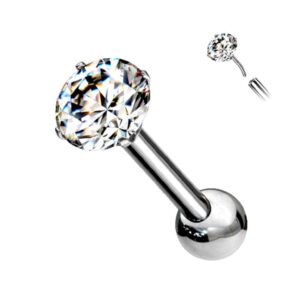 Pierced Owl 16-18G Implant Grade Titanium Threadless Push-in CZ Crystal Cartilage Helix Tragus Conch Ear Lobe Barbell Stud (18G / 6mm Length / 4mm Ball Size)