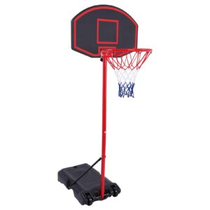 movable portable basketball hoop mini basketball hoop system for youth, height adjustable(5.25-7.4 ft) basketball hoop indoor outdoor basketball hoop,gift for youth black/red