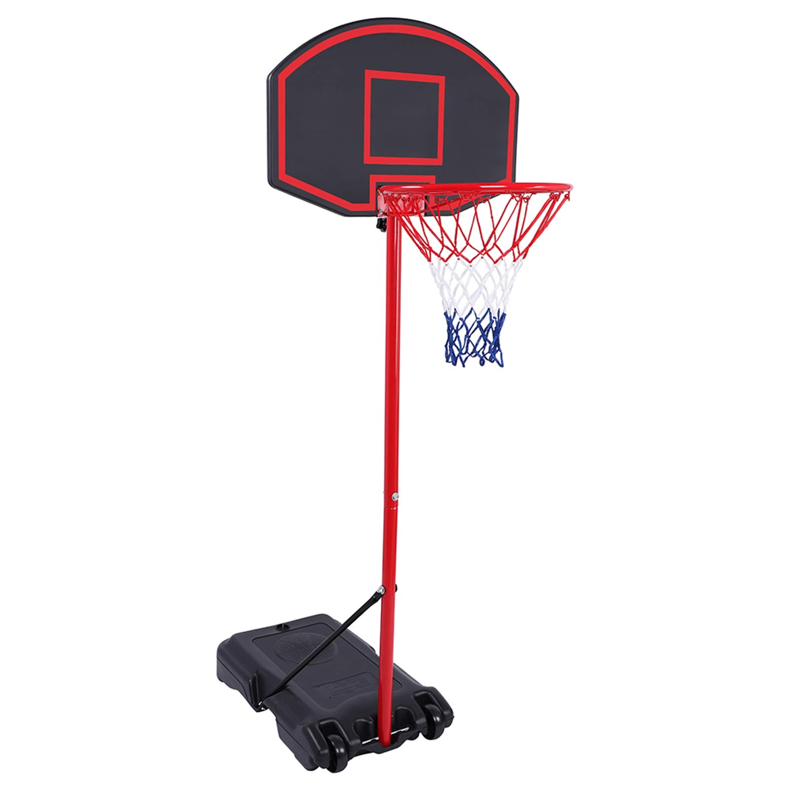 Movable Portable Basketball Hoop Mini Basketball Hoop System for Youth, Height Adjustable(5.25-7.4 ft) Basketball Hoop Indoor Outdoor Basketball Hoop,Gift for Youth Black/Red