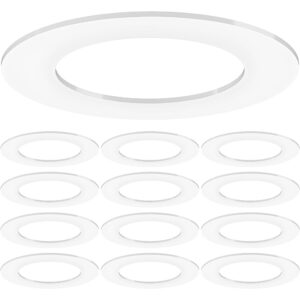 sunco 12 pack goof rings for 4 inch recessed lights white can light goof trim ring, outer diameter 6.7-inch, inner diameter 4.25-inch, durable plastic design, matte finish, flush mount