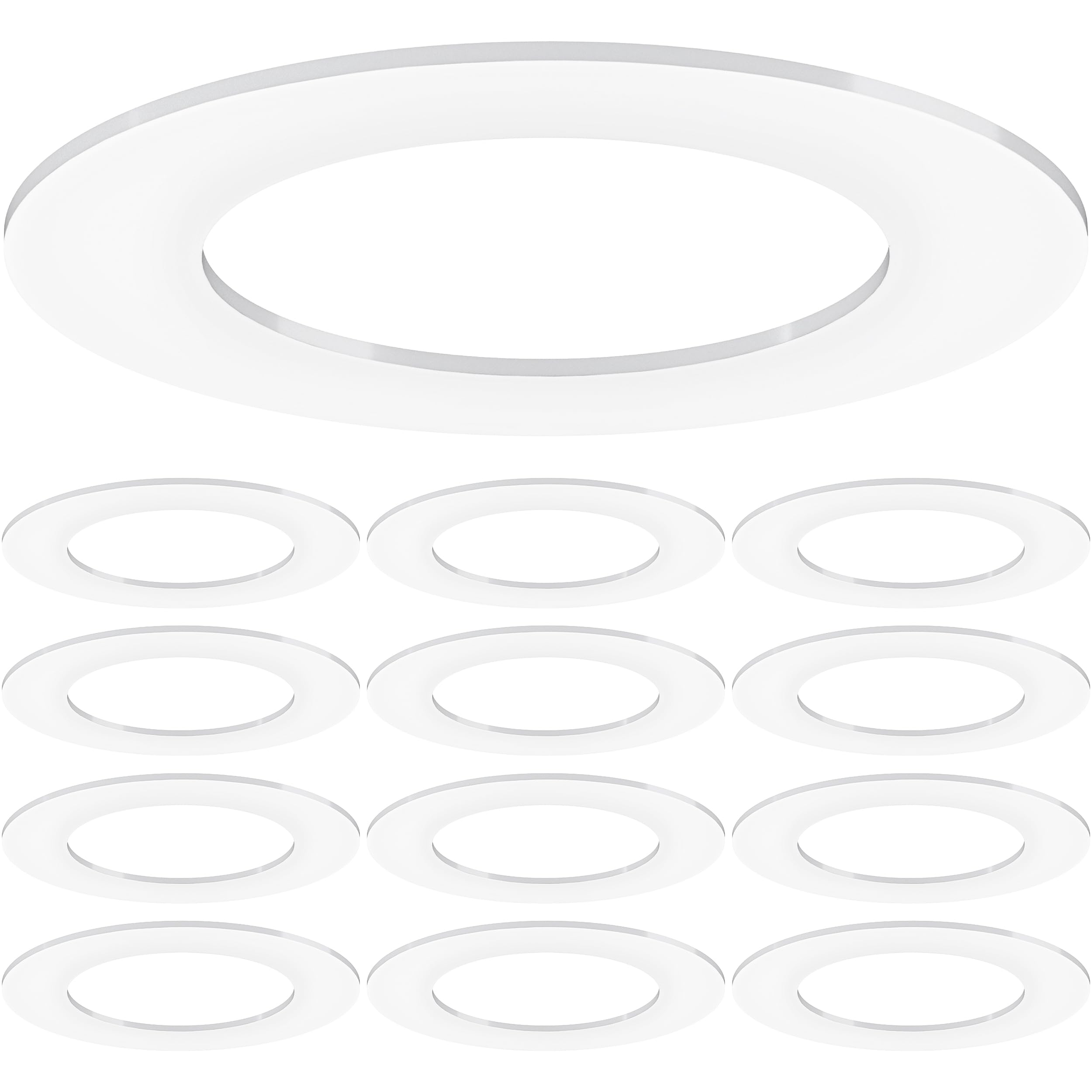 Sunco 12 Pack Goof Rings for 4 Inch Recessed Lights White Can Light Goof Trim Ring, Outer Diameter 6.7-inch, Inner Diameter 4.25-inch, Durable Plastic Design, Matte Finish, Flush Mount