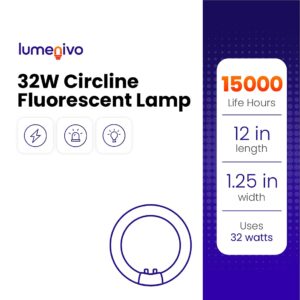 lumenivo FC12T9 32W Light Bulb Replacement 12 Inch, T9 Circline Fluorescent Bulb - 4-Pin G10Q-4 Base - Great for Ceiling Fixtures, Garage Lights and Many Applications - 3000K Warm White - 1 Pack