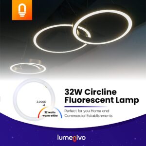 lumenivo FC12T9 32W Light Bulb Replacement 12 Inch, T9 Circline Fluorescent Bulb - 4-Pin G10Q-4 Base - Great for Ceiling Fixtures, Garage Lights and Many Applications - 3000K Warm White - 1 Pack