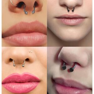 Vsnnsns 16G Surgical Steel Horseshoe Nose Septum Rings Piercing Jewelry Cartilage Helix Tragus Earring Studs Hoop Lip Horseshoe Ring Piercing Jewelry Retainer for Women Men 10mm 40pcs