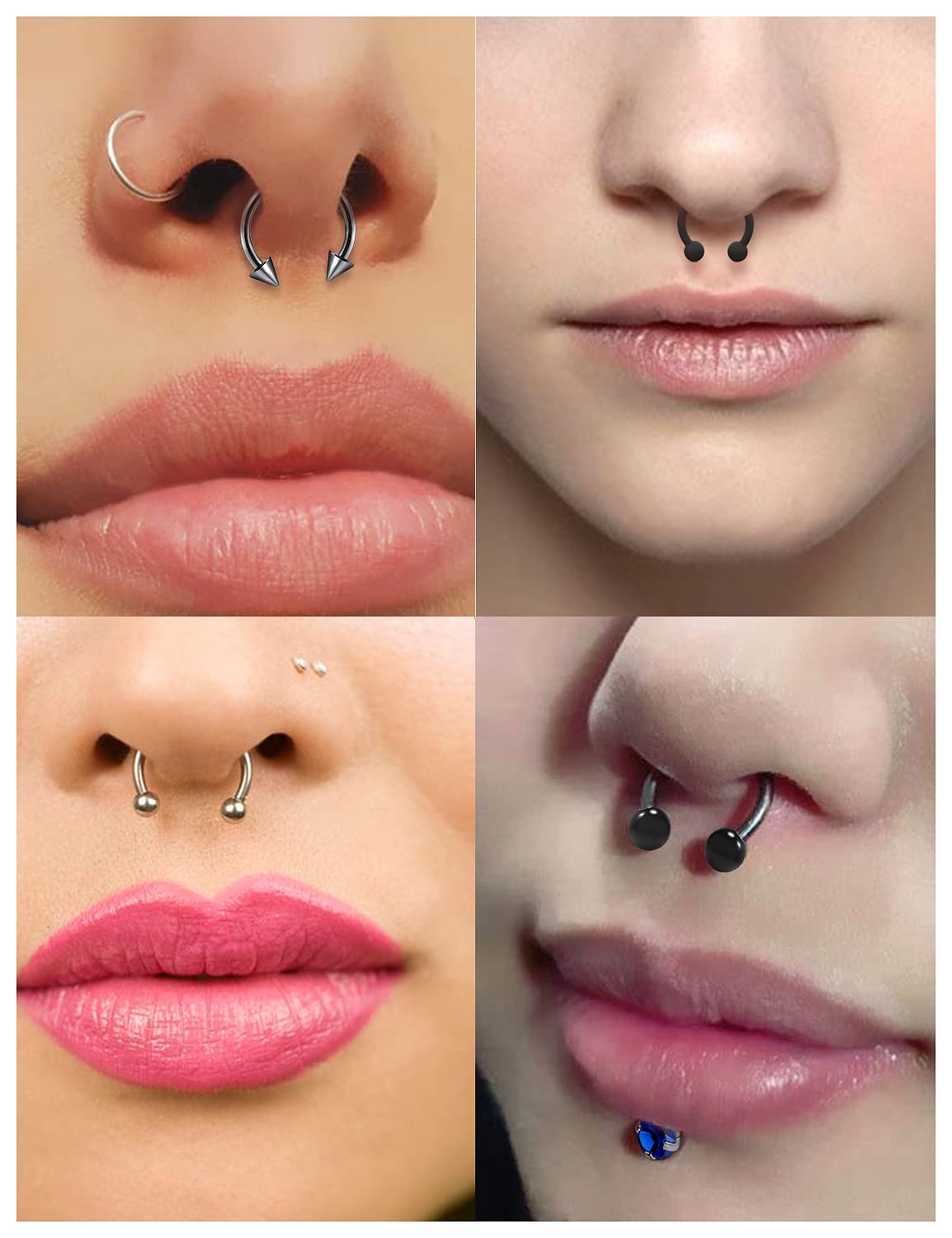 Vsnnsns 16G Surgical Steel Horseshoe Nose Septum Rings Piercing Jewelry Cartilage Helix Tragus Earring Studs Hoop Lip Horseshoe Ring Piercing Jewelry Retainer for Women Men 10mm 40pcs