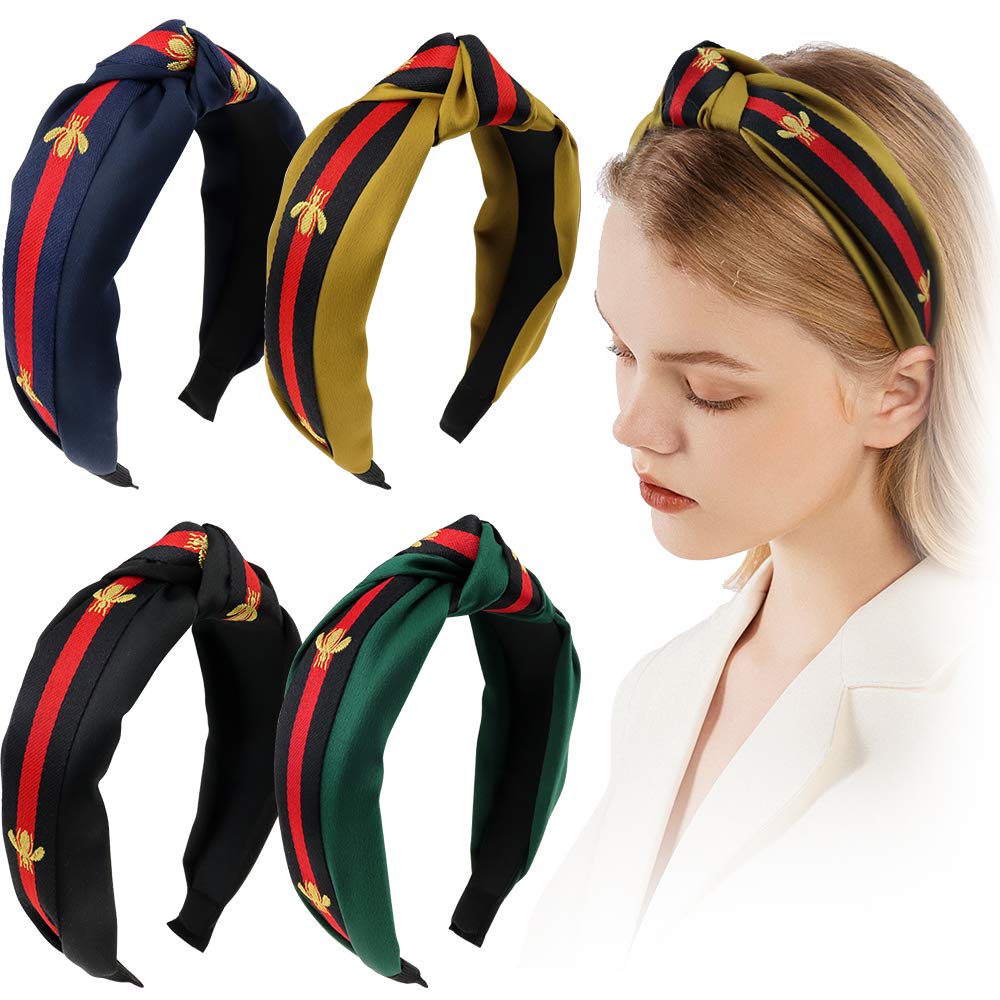 NODG 4 Pieces Knotted Turban Headbands for Women Wide Boho Diademas Para Mujer Womens Headbands Women Hair Knot Gift