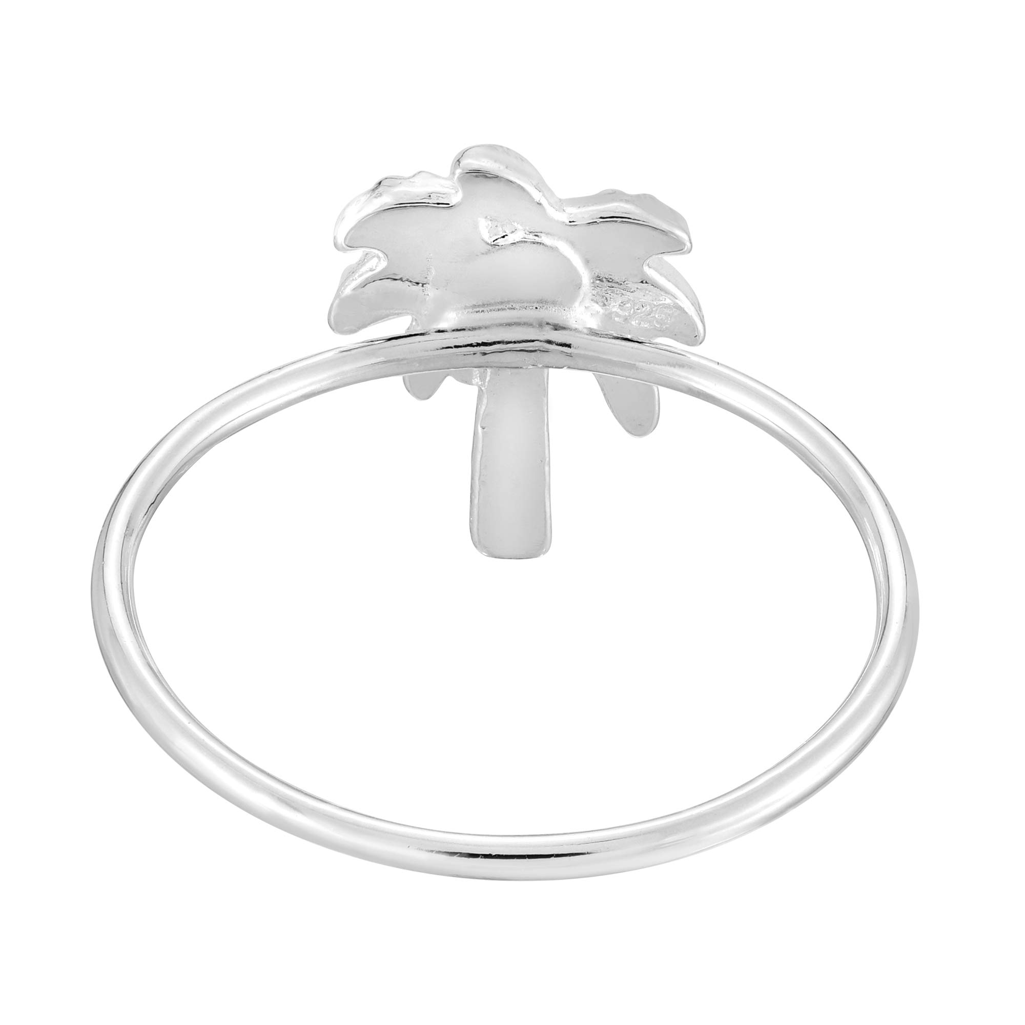 AeraVida Tropical Summer Coconut Palm Tree Charm .925 Sterling Silver Ring (7) | Minimalist Silver Tree Ring for Women | Fashion Jewelry