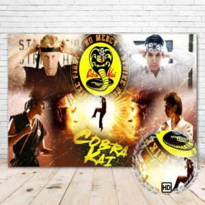 jming cobra kai poster backdrop for party supplies 7x5ft vinyl cobra kai birthday decorations party banner dessert table room wall decor photo booth studio background props