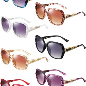 7 Pairs Oversized Sunglasses Women Sparkling Frame Classic Ladies Sunglasses Polarized Square Sunglasses