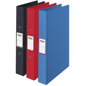 rexel choices ring binder pack 3 , a4, 25mm (black, red, blue)