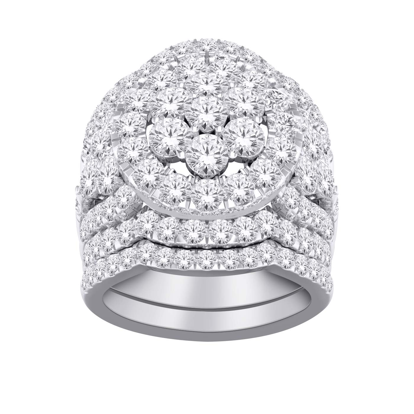 Love Collection 14kt White Gold Round Diamond Ladies 5.00Ct Diamond Wedding Engagement Ring (7.25)