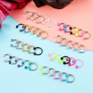 Vsnnsns 16G Surgical Steel Horseshoe Nose Septum Rings Piercing Jewelry Cartilage Helix Tragus Earring Studs Hoop Lip Horseshoe Ring Piercing Jewelry Retainer for Women Men 10mm 40pcs