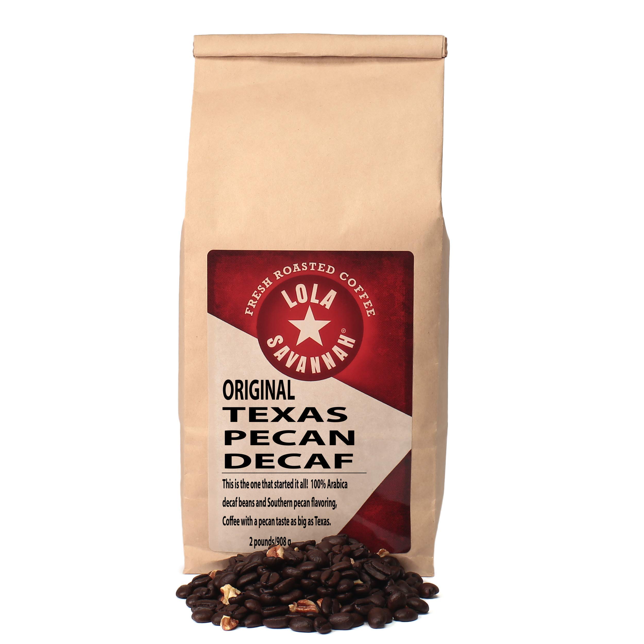 Lola Savannah Texas Pecan Maple Nut and Vanilla Cinnamon Bundle Whole Bean Decaf Coffee, 2lb, 1 Pack