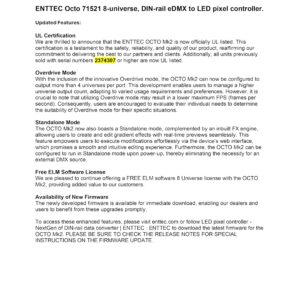 Enttec OCTO Mk2 71521 8 Universe DIN Rail EDMX to LED Pixel Converter & Controller - DMX Over Ethernet