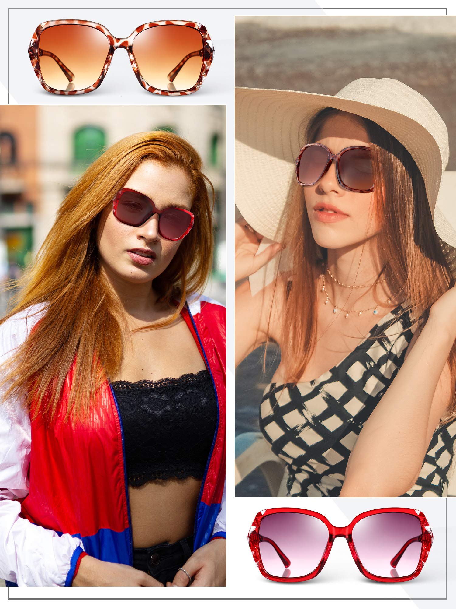 7 Pairs Oversized Sunglasses Women Sparkling Frame Classic Ladies Sunglasses Polarized Square Sunglasses