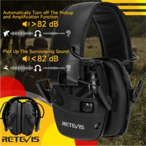 Retevis Shooting Ear Protection for Range,Sound Amplification Electronic Shooting Earmuff,Noise Reduction Ear Muffs for Hunting,Slim Volume Adjustable Earmuff,with 3.5mm Headphone Jack and Cable