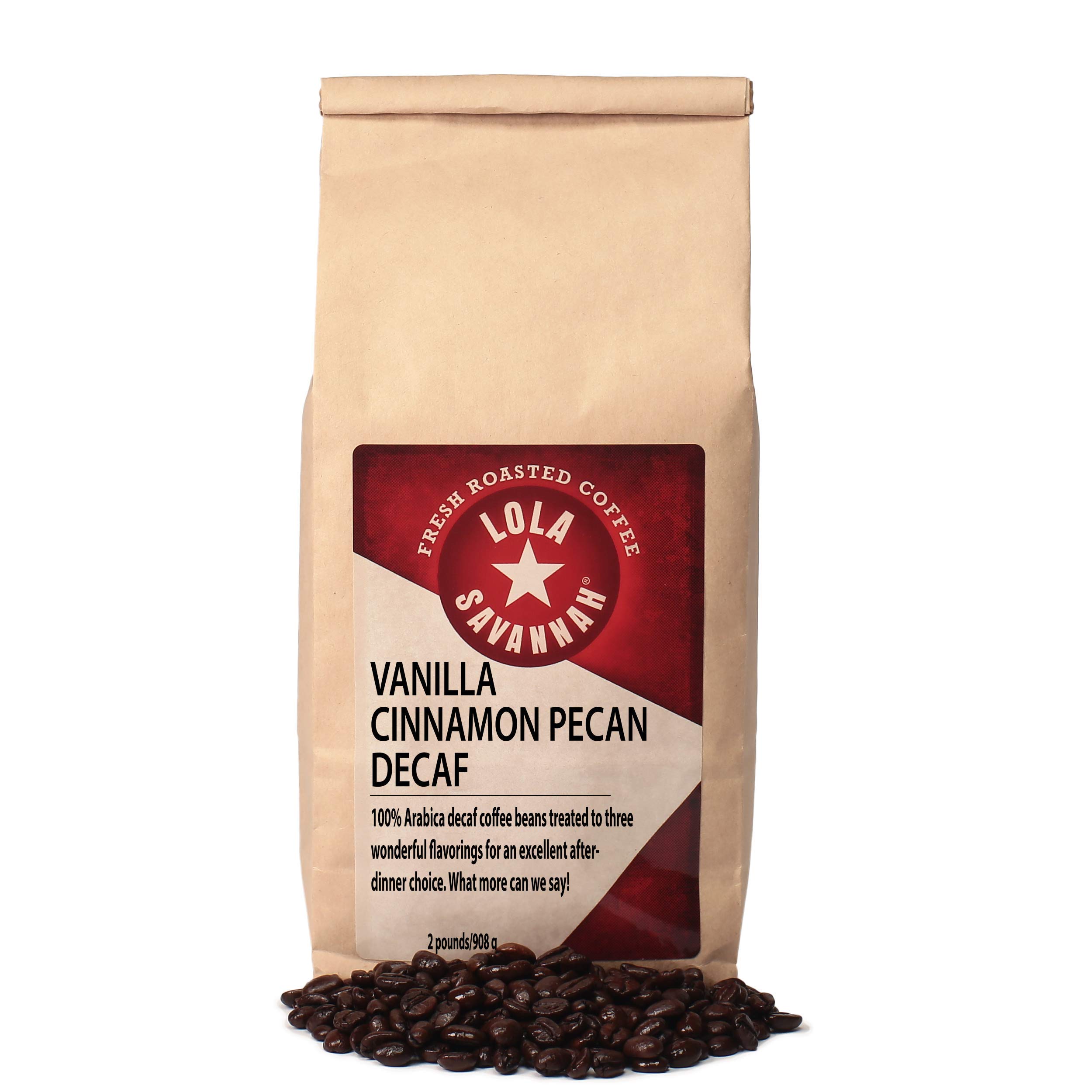 Lola Savannah Texas Pecan Maple Nut and Vanilla Cinnamon Bundle Whole Bean Decaf Coffee, 2lb, 1 Pack