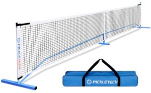 pickletech portable pickleball net outdoor 22ft regulation size set 3.0 reinforced version (blue)