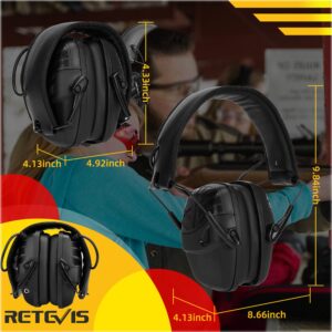 Retevis Shooting Ear Protection for Range,Sound Amplification Electronic Shooting Earmuff,Noise Reduction Ear Muffs for Hunting,Slim Volume Adjustable Earmuff,with 3.5mm Headphone Jack and Cable