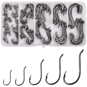 octopus beak fishing hooks, 200pcs sport offset high carbon steel turned up fish hooks for saltwater freshwater