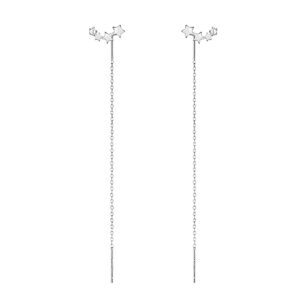 sluynz 925 sterling silver stars earrings dangle for women long chain threader earrings tassel