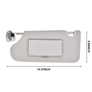 Nakuuly Left Driver Side Sun Visor Gray with Light, Without Sunroof Compatible with Nissan Altima 2013 2014 2015 2016 2017 2018 Replaces # 96401-3TA2A