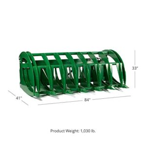 Titan Attachments 84" Global Euro HD Grapple Rack Attachment Fits John Deere Tractors, 3000 PSI Dual Cylinders, for Picking Up and Moving Rocks, Logs, Brush, Debris