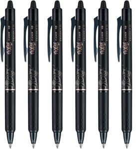 pilot frixion clicker pen 1.0mm, erasable gel pens, bold point, 6 pack (black)