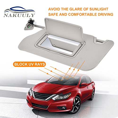 Nakuuly Left Driver Side Sun Visor Gray with Light, Without Sunroof Compatible with Nissan Altima 2013 2014 2015 2016 2017 2018 Replaces # 96401-3TA2A