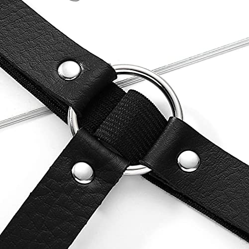 GEMILY Leather Leg Chain Punk Black Body Harness Party Gothic Thigh Chains Club Rave Leg Harness Jewelry for Women and Girls (2 pcs) (1)