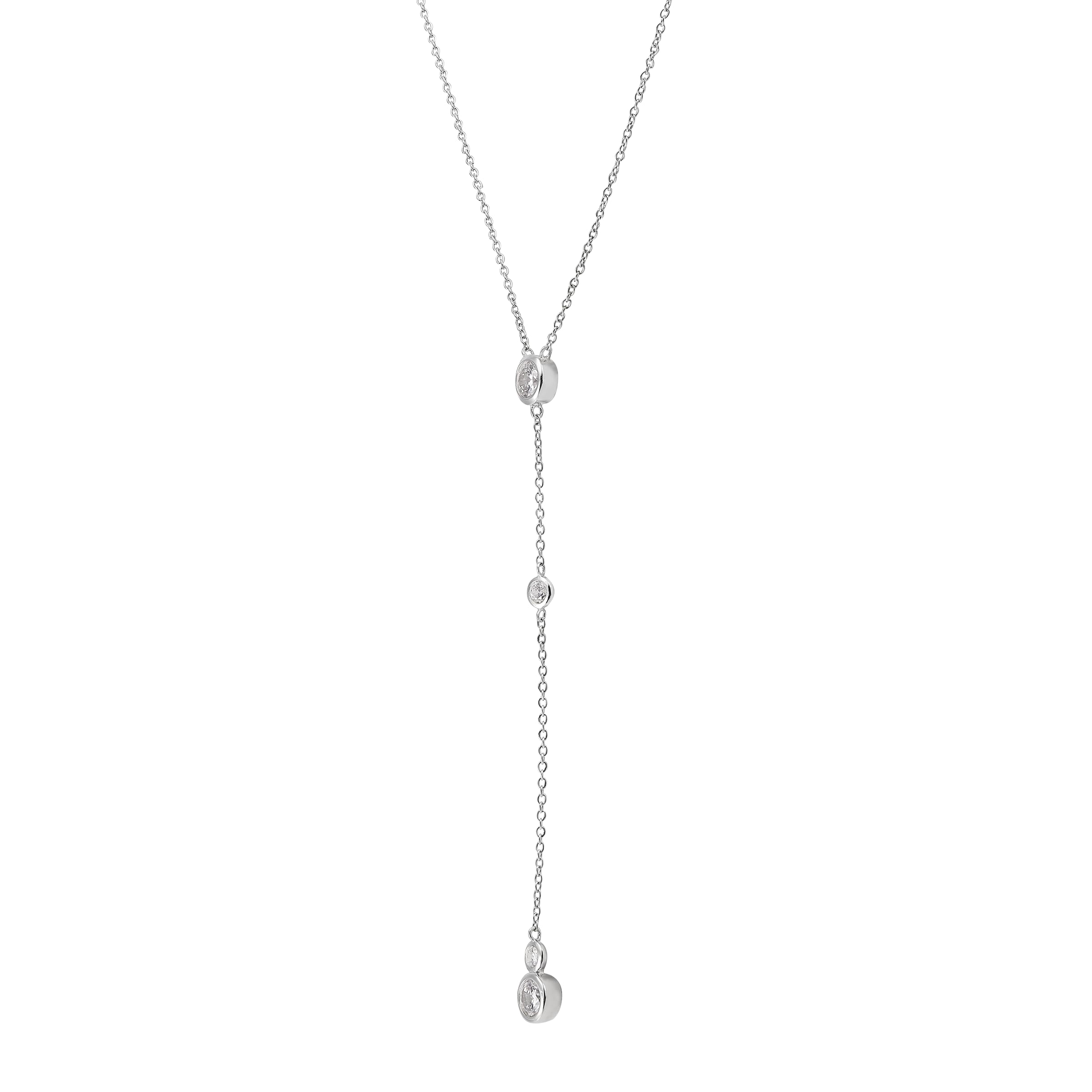 Silpada 'Marvel Lariat' Cubic Zirconia Pendant Necklace in Sterling Silver, 16" + 2"