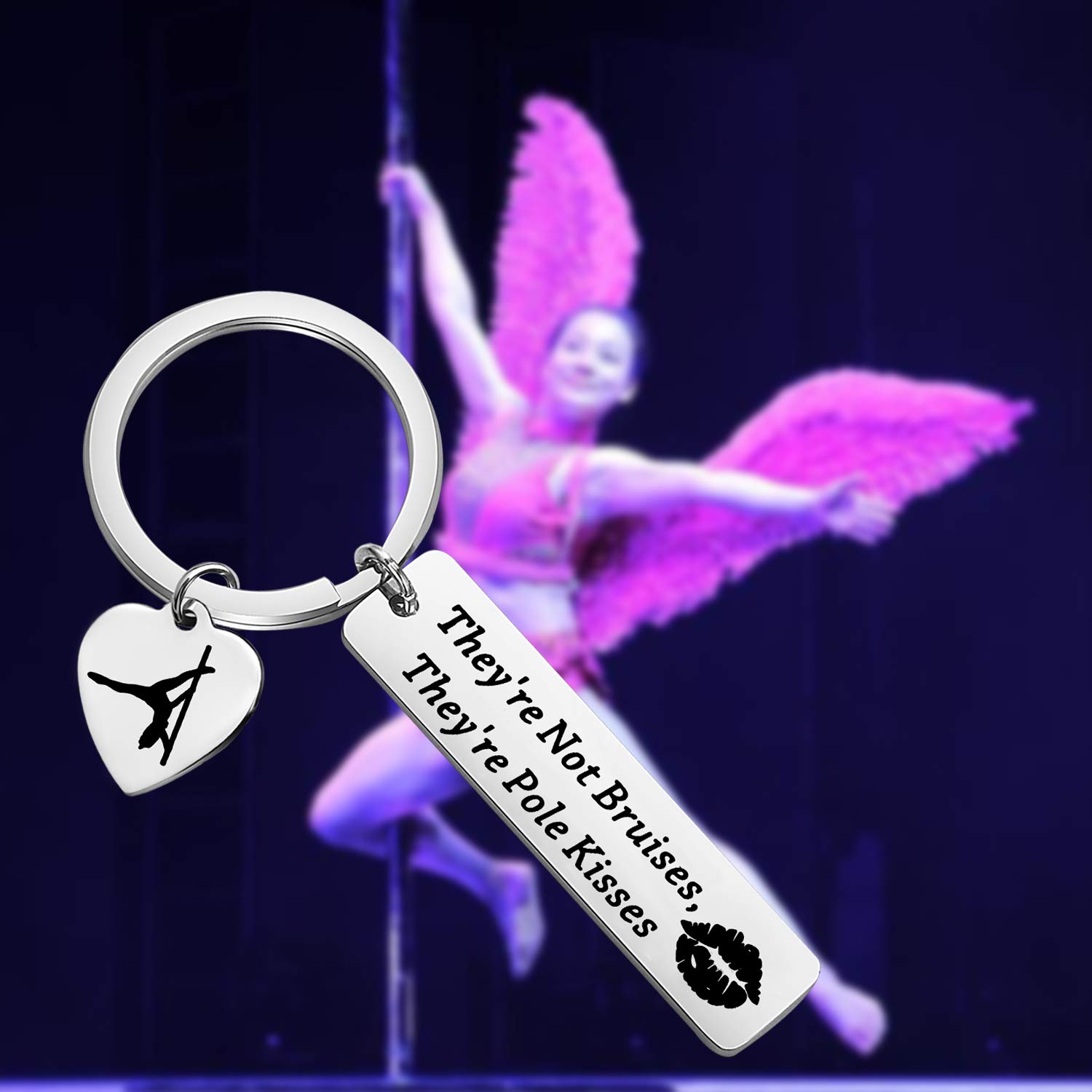 POTIY Pole Dancing Keychain Pole Dancer Jewelry They’re Not Bruises They’re Pole Kisses Keychain Stripper Keychain (Keychain)