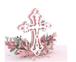 lovepop easter pink floral cross 3-d pop-up greeting card